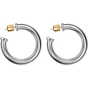 CHRISTINA CARUSO Medium Hoop Earrings - Rhodium