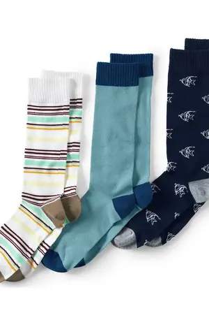 LANDS' END Lands' End Novelty Dress Socks - 3 Pack Fish Pack