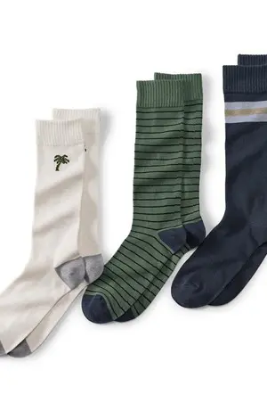 LANDS' END Novelty Dress Socks 3 Pack - Tropical Neutral Pack