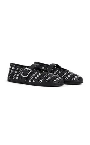 Alaïa Biker Leather Ballet Flats - Black