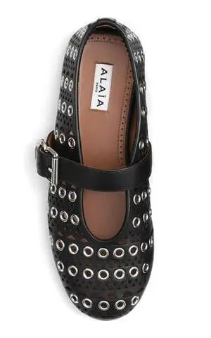 Alaïa Biker Leather Ballet Flats - Black