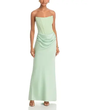 Aqua Strapless Gown - Honeydew