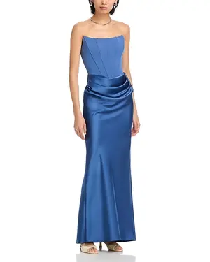 Aqua Strapless Evening Dresses