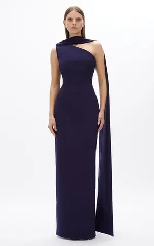 Rachel Gilbert Clara Single Shoulder Capelet Gown