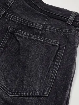Sacai Belted High-rise Wide-leg Jeans - Black