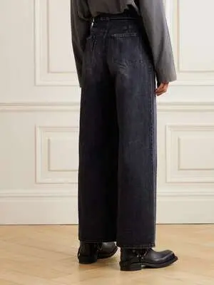 Sacai Belted High-rise Wide-leg Jeans - Black