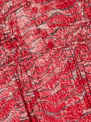 MARANT ETOILE Anawa Tie-detailed Gathered Printed Crepon Mini Dress