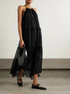 MARANT ETOILE Alita Ruffled Tiered Chiffon Midi Dress