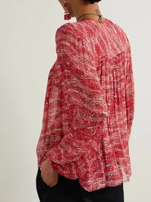 MARANT ETOILE Advika Printed Crepon Blouse - Red