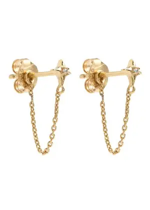 ASTRID & MIYU Cosmic Star Chain Stud Earrings - Gold