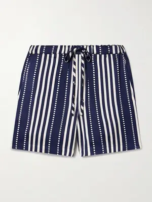 LEMLEM Safia Striped Satin Shorts - Blue