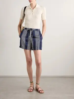 LEMLEM Safia Striped Satin Shorts - Blue