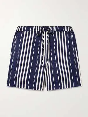 LEMLEM Lemlem Safia Striped Satin Shorts Navy