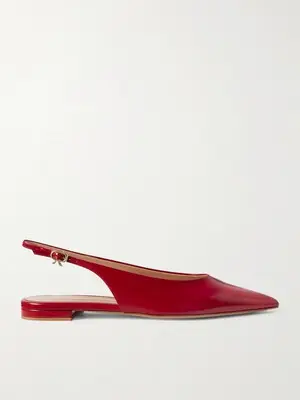 GIANVITO ROSSI Robbie Patent-leather Slingback Flats