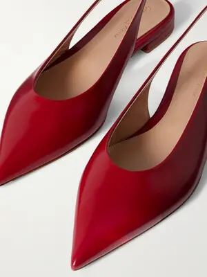 GIANVITO ROSSI Robbie Patent-leather Slingback Flats
