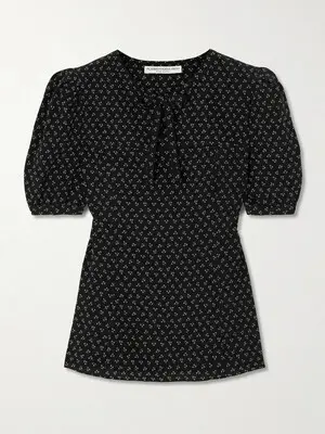 Alessandra Rich Bow-detailed Floral-print Silk Blouse