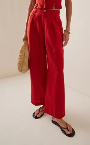 Onia Linen-blend Pleated Pants