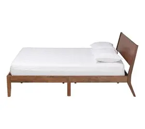 BAXTON STUDIO Salvatore Walnut Brown Wood King Latform Bed