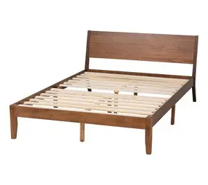 BAXTON STUDIO Salvatore Walnut Brown Wood King Latform Bed