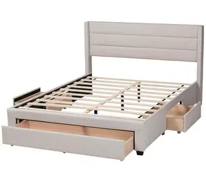 BAXTON STUDIO Braylon Fabric Full Storage Platf Orm Bed