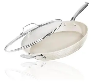 GOTHAM STEEL Hammered Cream 14 Ultra Nonstick Fry Pan W/ Lid - One-color