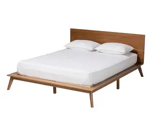 BAXTON STUDIO Wheatley Walnut Brown Wood King Platform Bed - One-color