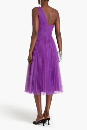 Zac Posen One-shoulder Tulle Midi Dress