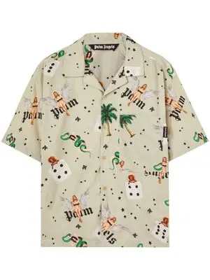 Palm Angels Pin Up Bowling Shirt - Neutrals