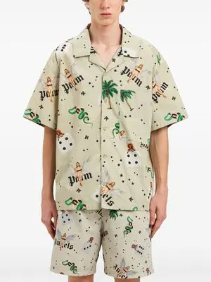 Palm Angels Pin Up Bowling Shirt - Neutrals