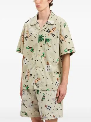 Palm Angels Pin Up Bowling Shirt - Neutrals