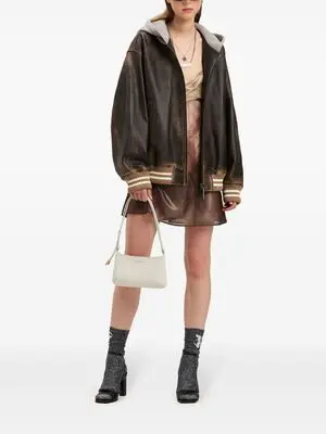 Palm Angels Curved Logo Leather Bomber Jacket