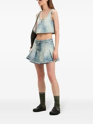 Palm Angels Jacquard Pleated Mini Skirt - Blue