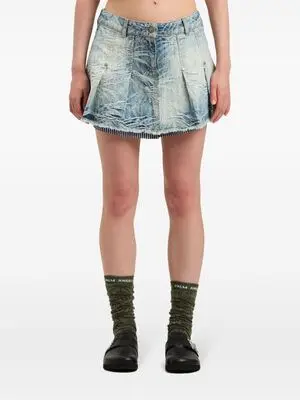 Palm Angels Jacquard Pleated Mini Skirt - Blue