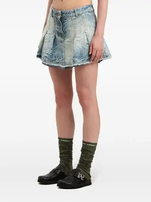 Palm Angels Jacquard Pleated Mini Skirt - Blue