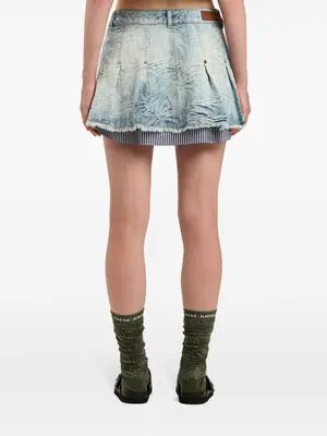 Palm Angels Jacquard Pleated Mini Skirt - Blue