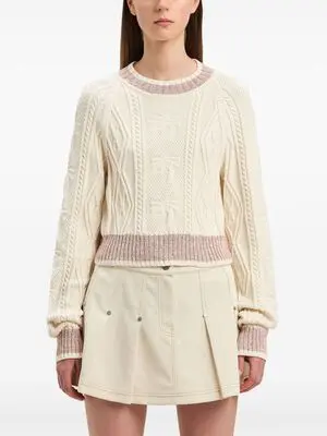 Palm Angels Curved-logo Cable-knit Sweater