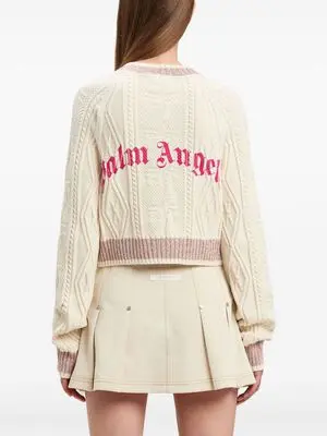 Palm Angels Curved-logo Cable-knit Sweater