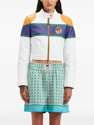Palm Angels Classic Logo Biker Leather Jacket