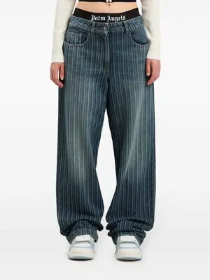 Palm Angels Pinstriped Straight Leg Jeans