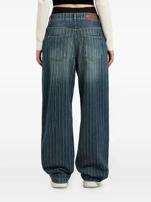 Palm Angels Pinstriped Straight Leg Jeans