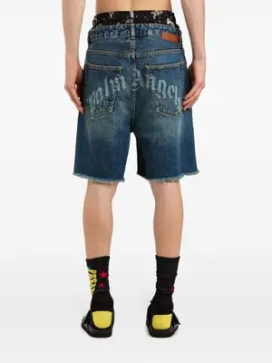 Palm Angels Logo-print Denim Shorts