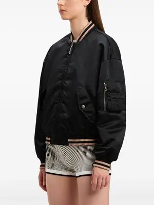 Palm Angels Curved Logo Bomber Jacket - Black