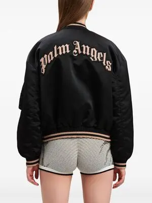 Palm Angels Curved Logo Bomber Jacket - Black