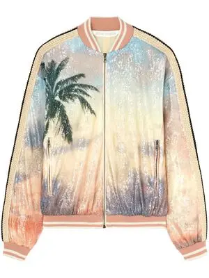 Palm Angels Sunrise Palm Bomber Jacket - Blue
