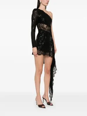 NISSA Lace-insert Sequined Mini Dress