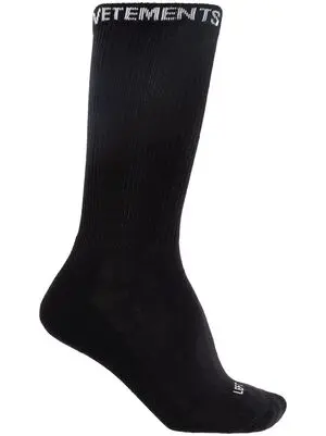 Vetements Logo Intarsia Socks - Black