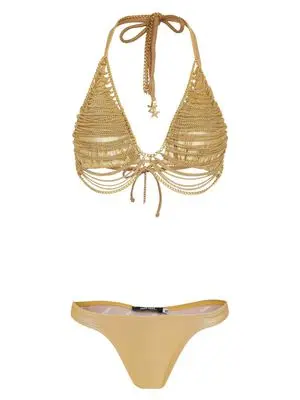 AMIR SLAMA Chain Link Detail Bikini Set - Gold