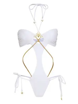 AMIR SLAMA Chain-link Detail Swimsuit - White