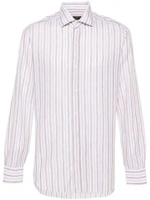 BARBA NAPOLI Spread-collar Striped Shirt - White
