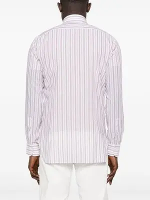 BARBA NAPOLI Spread-collar Striped Shirt - White